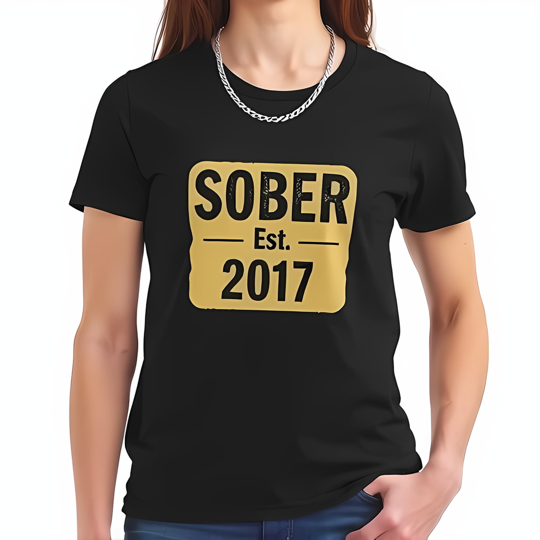 SOBER Est 2017 Vintage-Style Black T-Shirt - Celebrate 6 Years of ...
