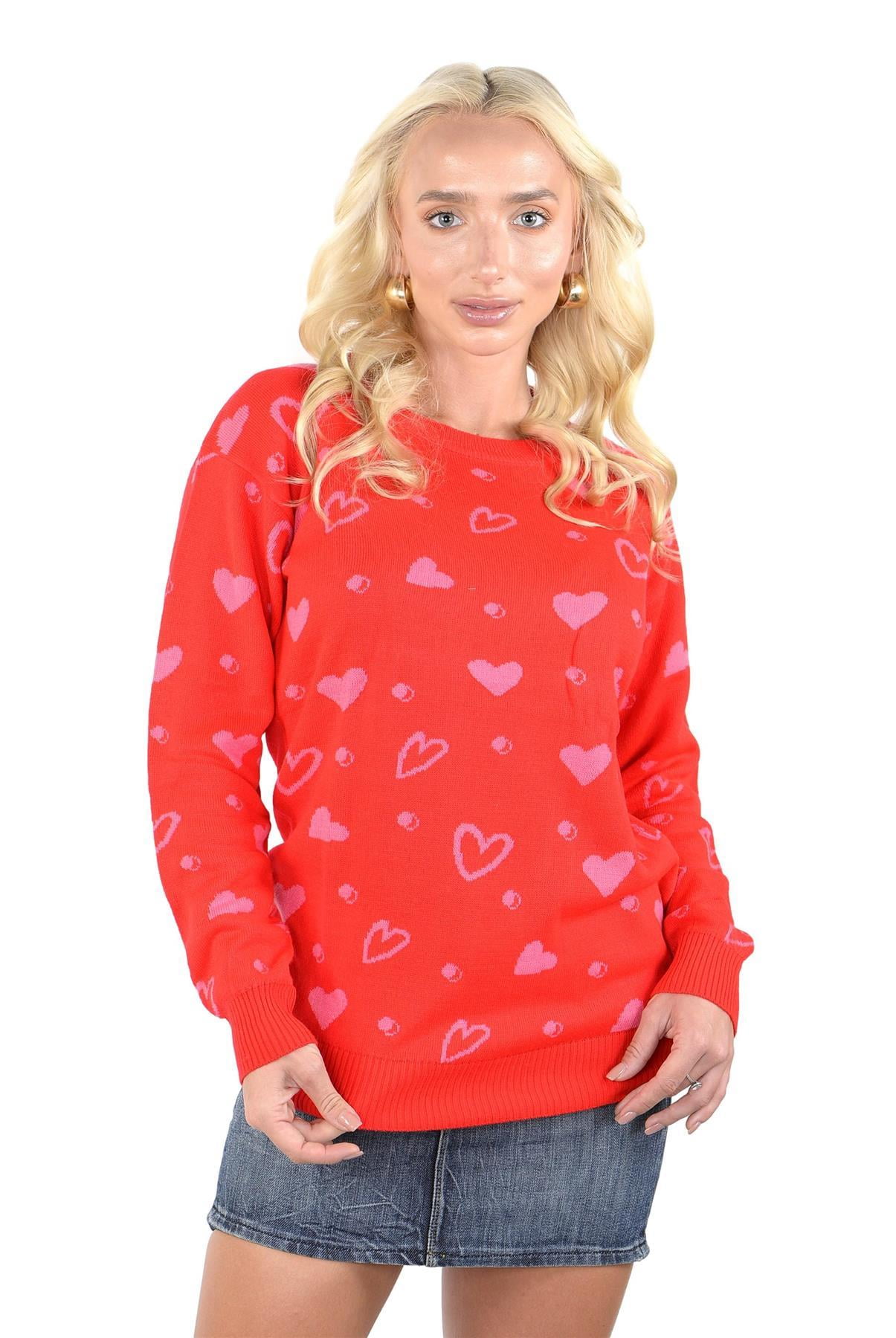 SOCAL LOOK Women Valentine Heart Sweater - Cute Casual Acrylic Pullover ...