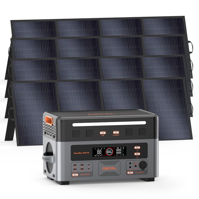 SOCAL PowerMax 3600 PE 3600W Portable Power Station with 4x400W Solar ...