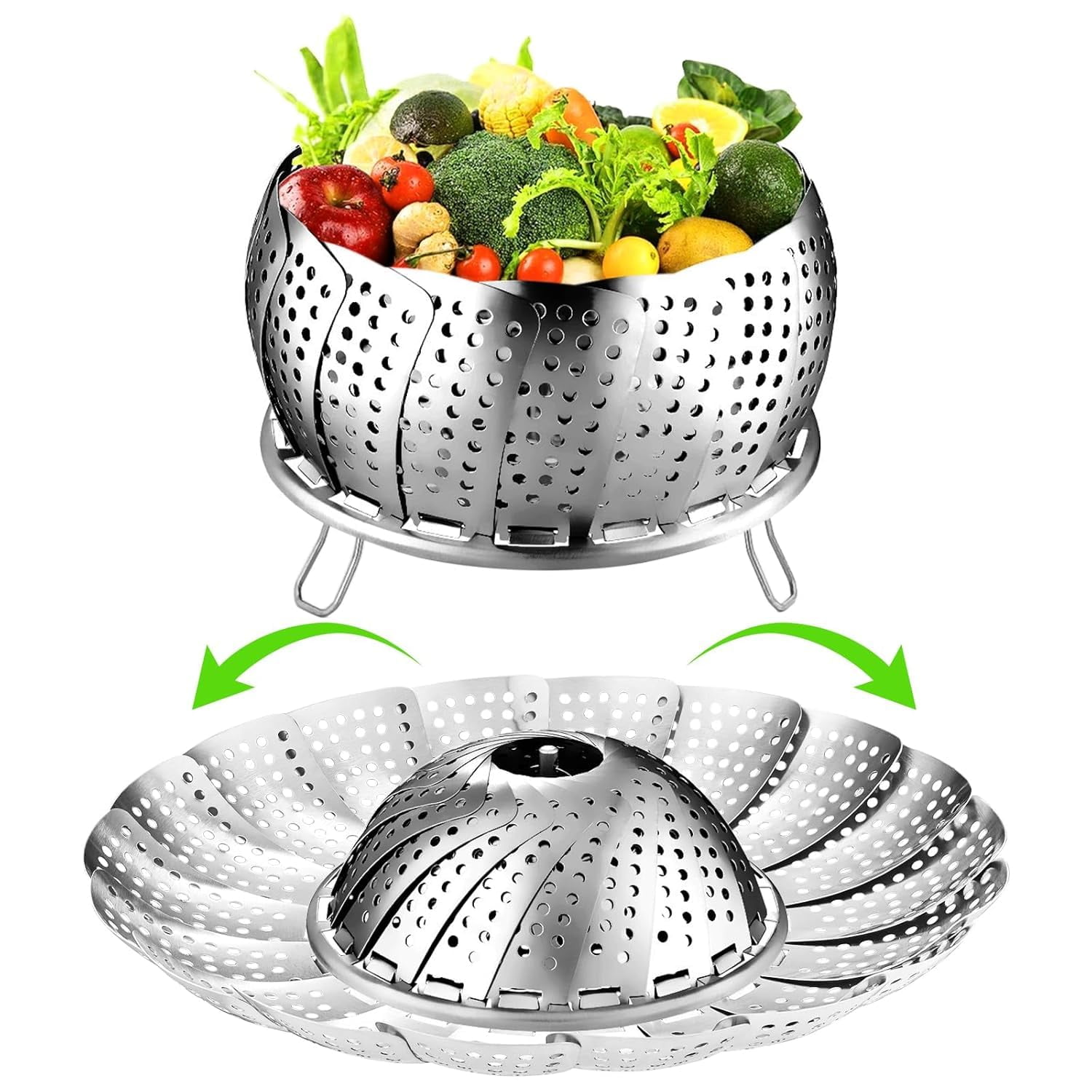 SOCATHEY AllInOne Steamer Basket Premium for Steaming Vegetables Full ...