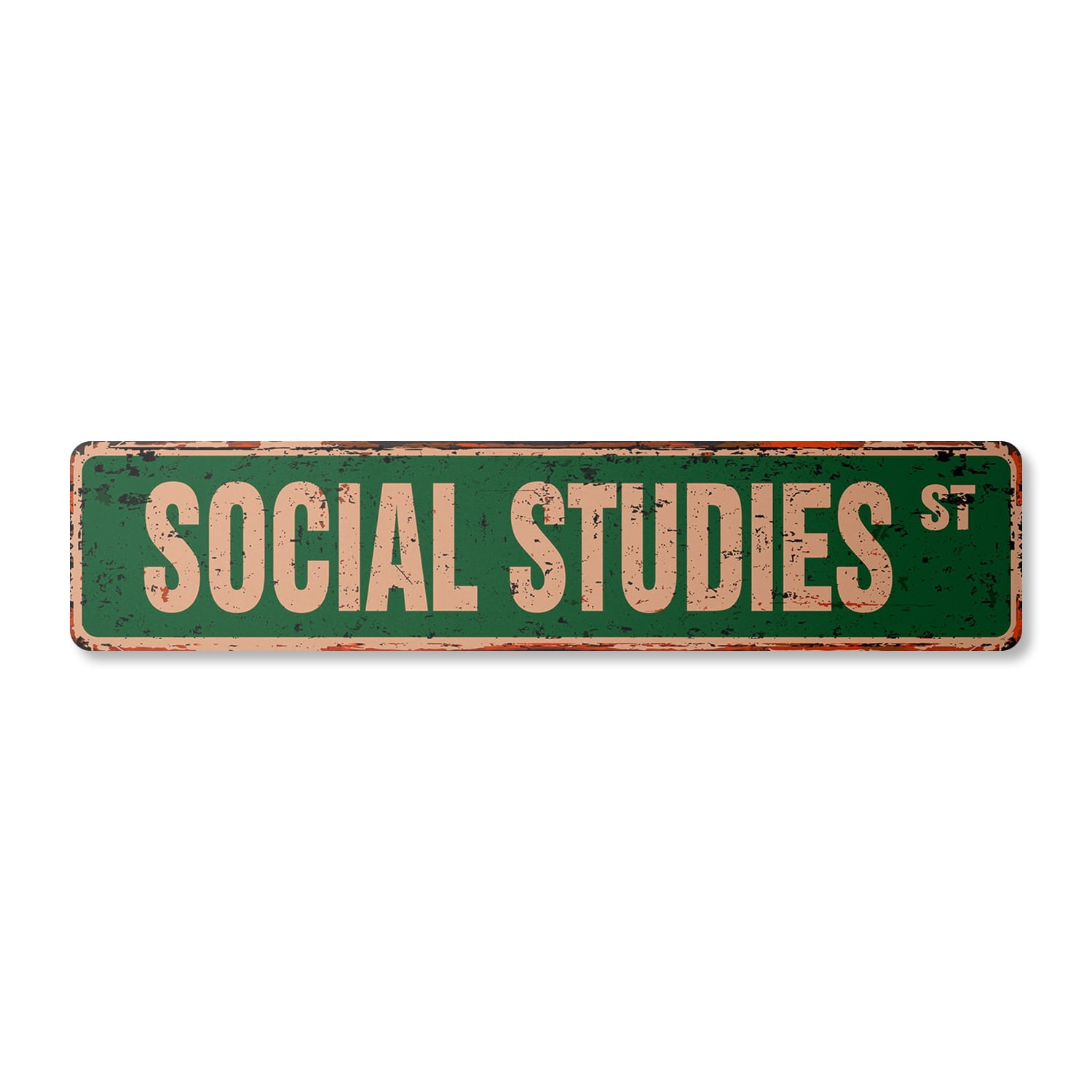 SOCIAL STUDIES Vintage Aluminum Street Sign teacher course educator ...
