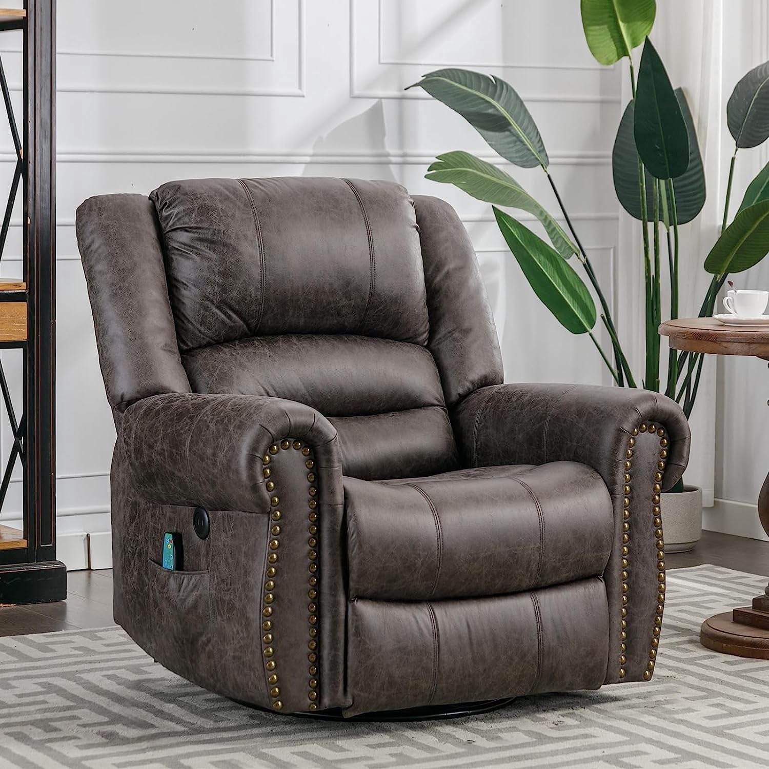 SOCIALCOMFY Manual Swivel Glider Rocker Recliner Chair with Heated ...