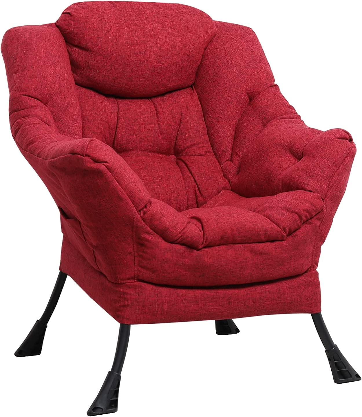 SOCIALCOMFY Modern Cotton Fabric Lazy Chair - Comfy Upholstered Single ...