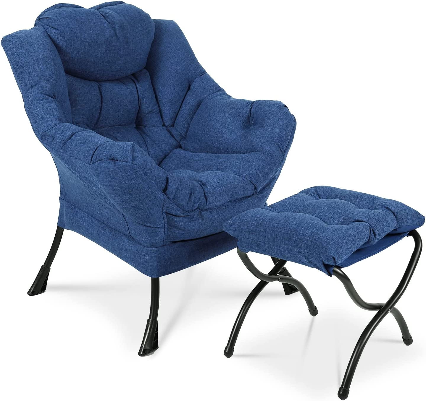 SOCIALCOMFY Modern Lazy Chair, Ergonomic Armchair with Ottoman and Side ...