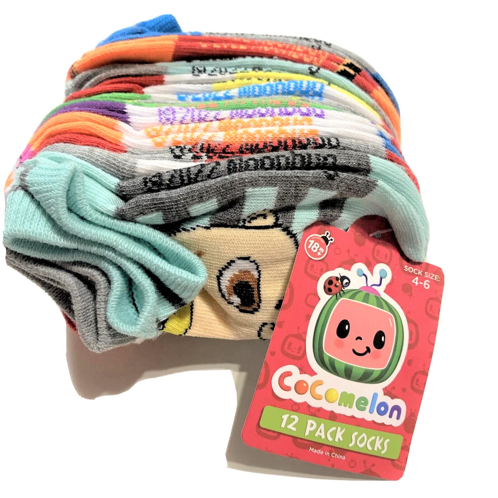 SOCKS BOYS X12 - COCOMELON - SOCKS SZ 4 6 - 18 MONTHS - NO SHOW 12 PACK ...