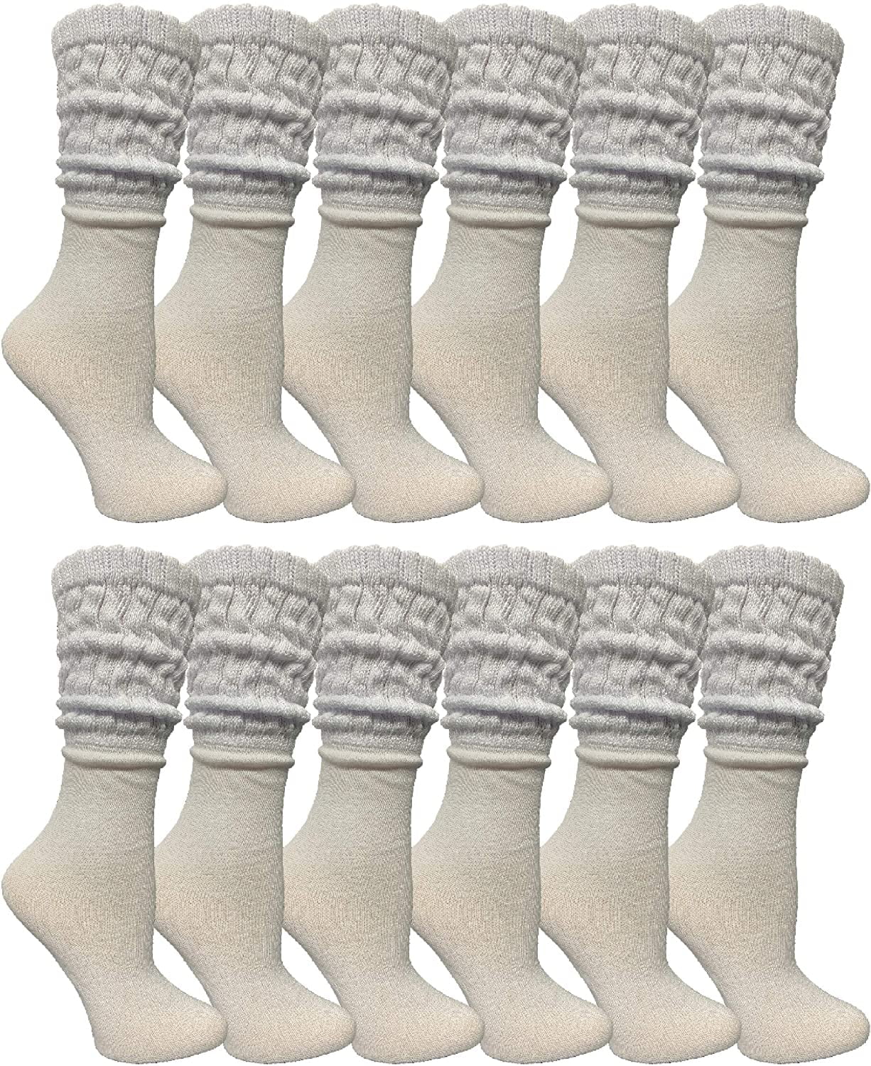 SOCKS'NBULK 12 Pairs Womens Scrunched Slouch Socks, Cotton Boot Socks ...