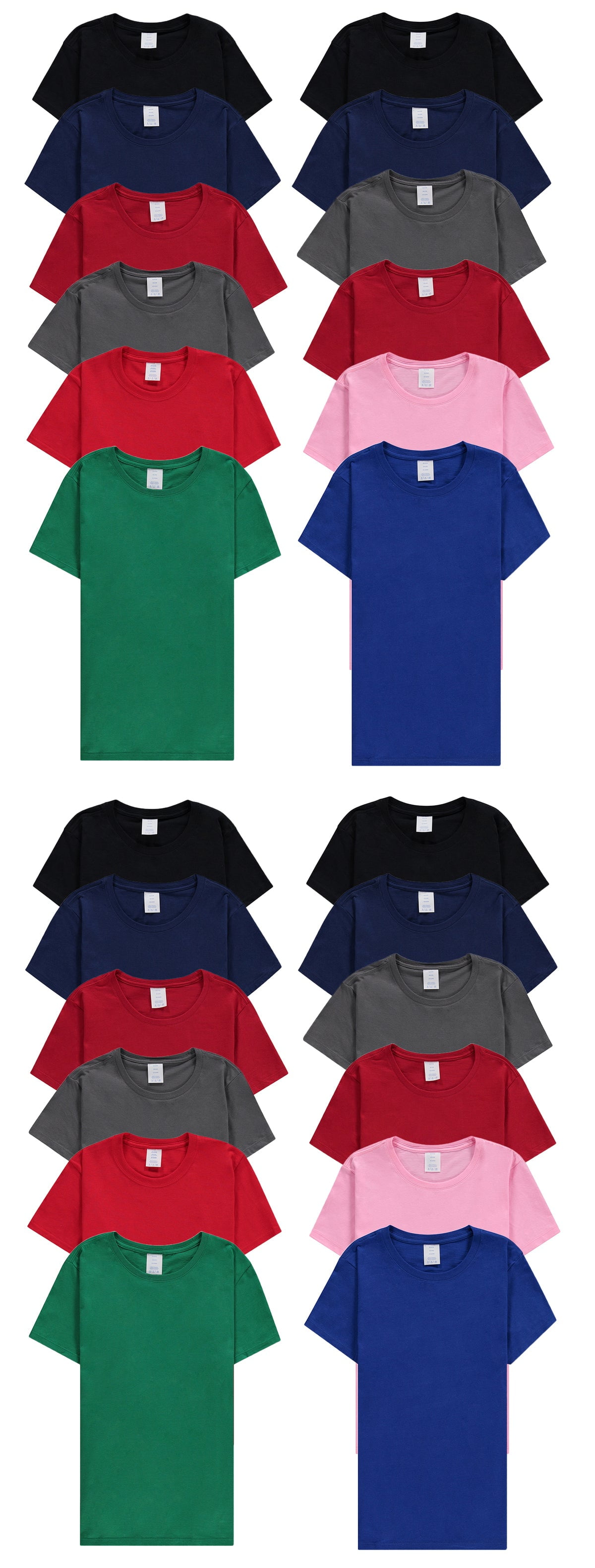 SOCKS'NBULK 24 Pack of Womens T-Shirts in Bulk, Cotton Crew Neck Scoop ...