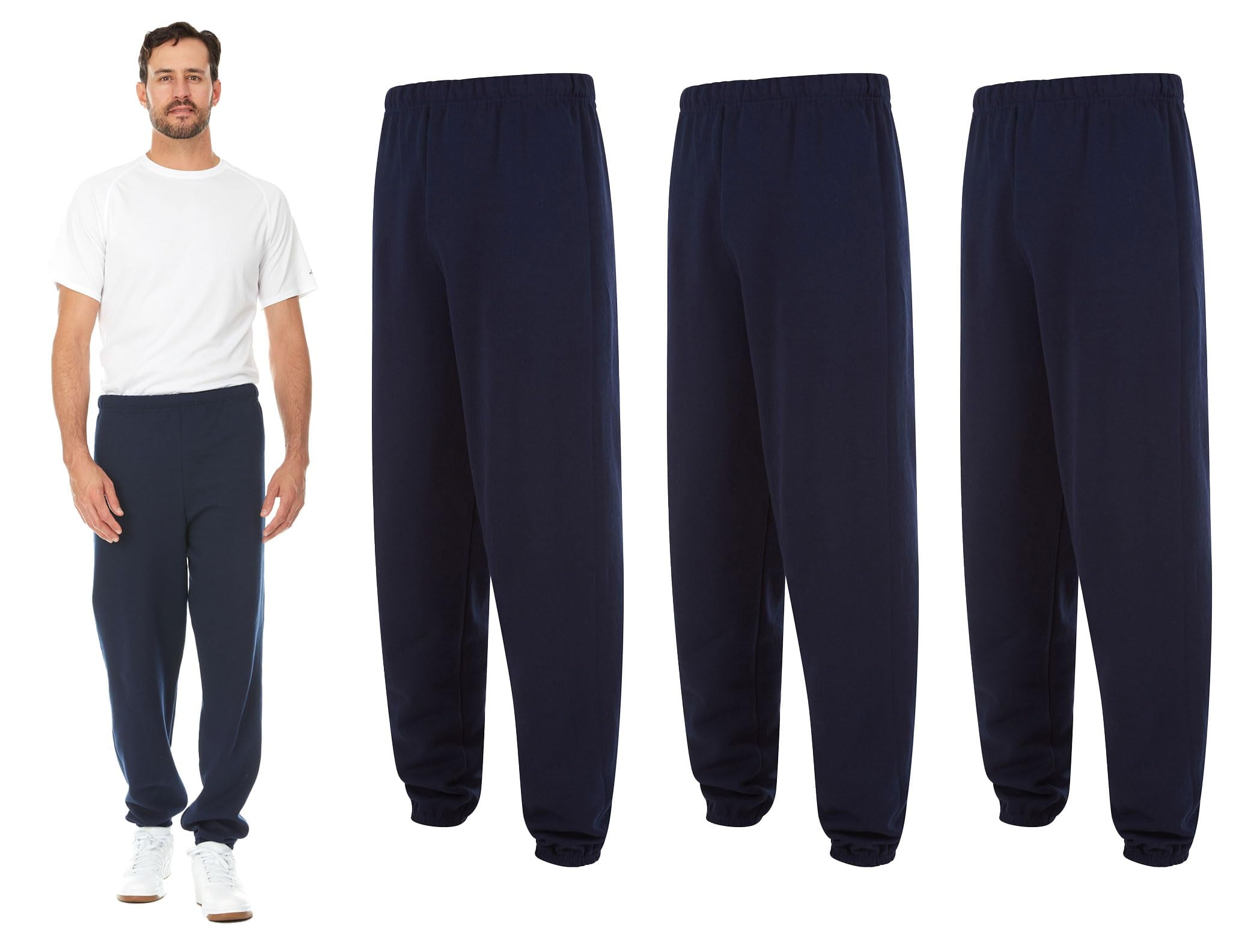SOCKS'NBULK 3 Pack of Mens Jogger Bulk Sweatpants, Black Navy Gray ...
