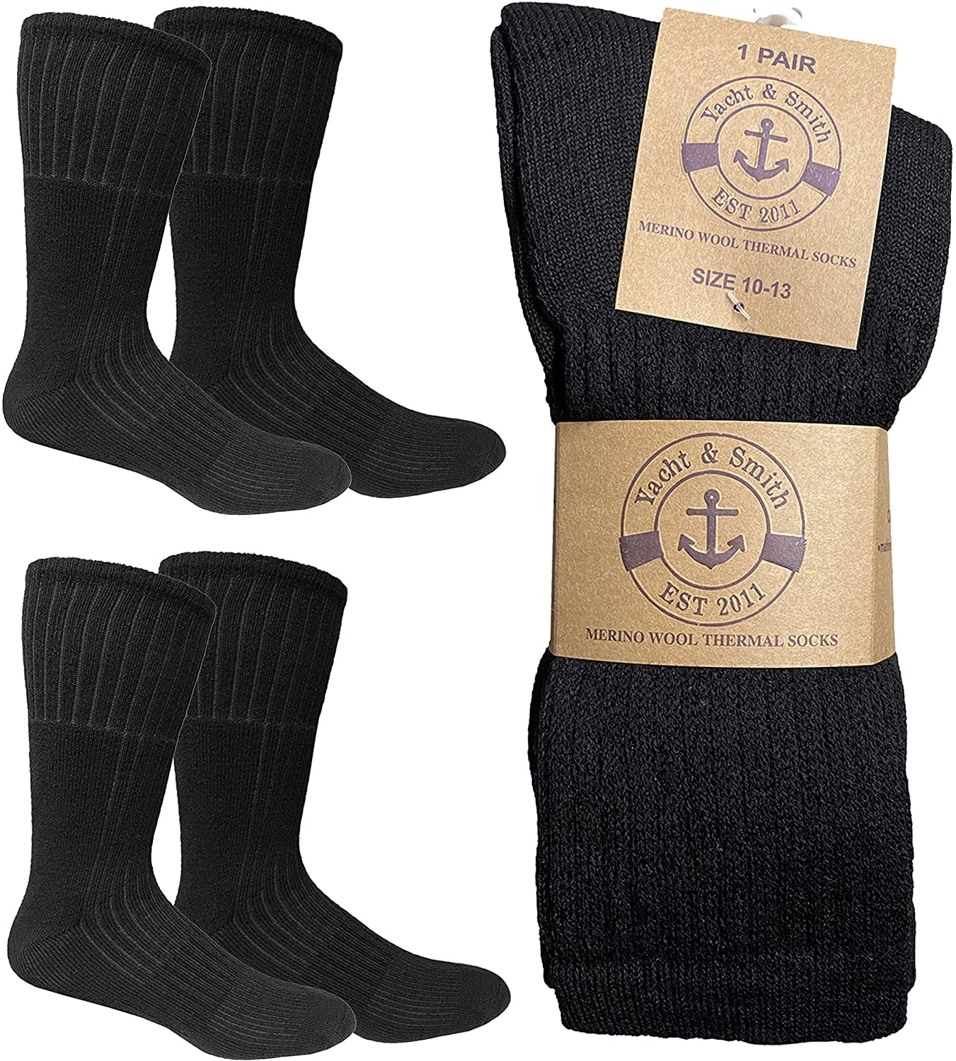 SOCKS'NBULK 4 Pairs Merino Wool Socks for Men, Thermal, Warm Sock ...