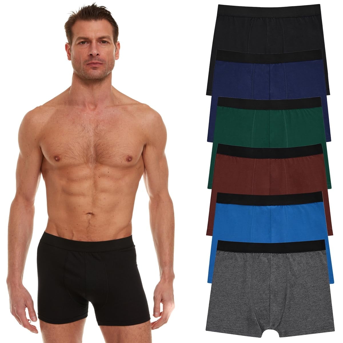 SOCKS'NBULK 6 Pack Of Mens Boxer Briefs Underwear, 100% Cotton ...