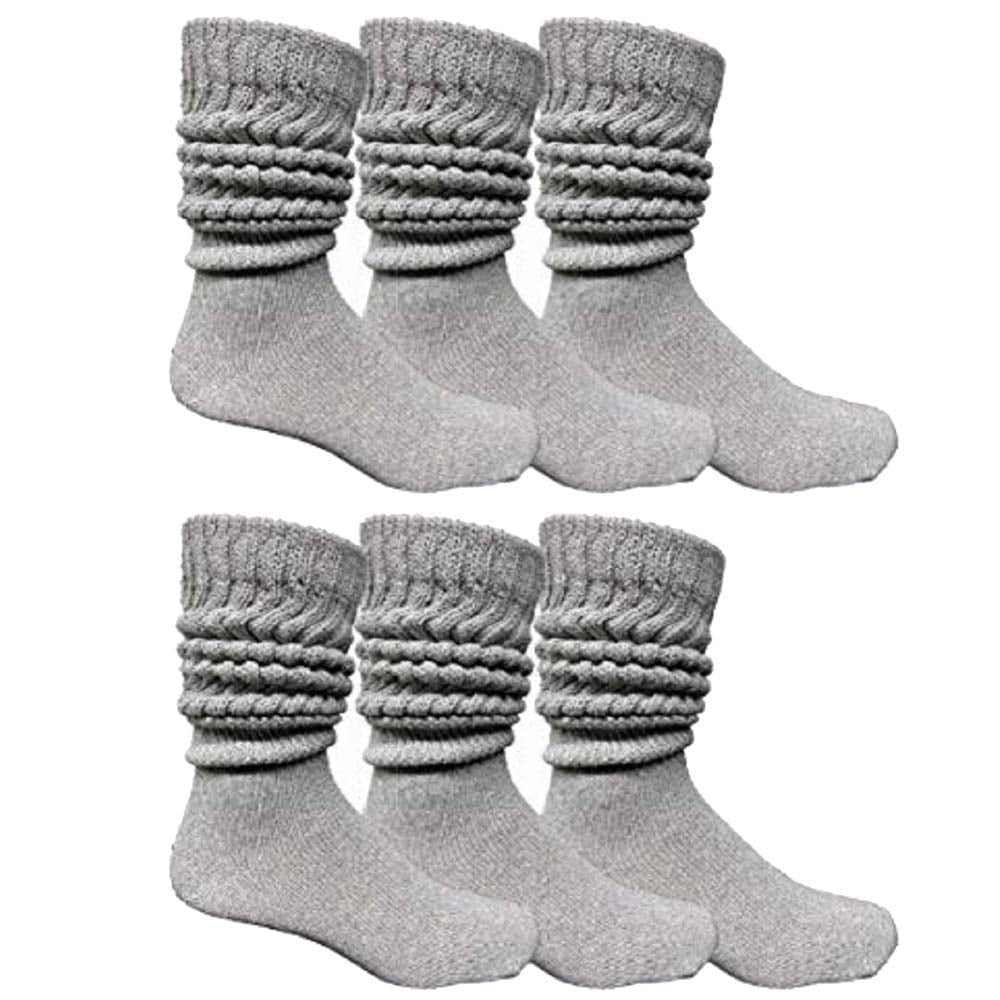 SOCKS'NBULK 6 Pairs Men's Cotton Extra Heavy Slouch Socks, Thick Boot ...