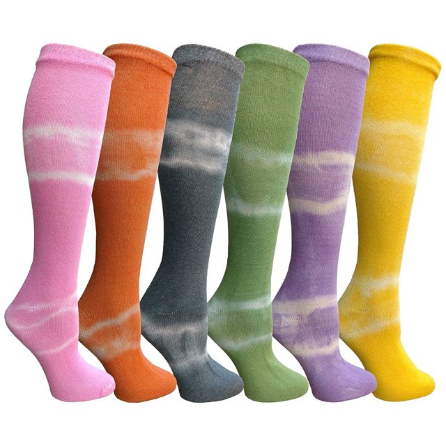 SOCKS'NBULK 6 Pairs Tie Dye Crew Socks, Anti Microbial, Premium Soft ...