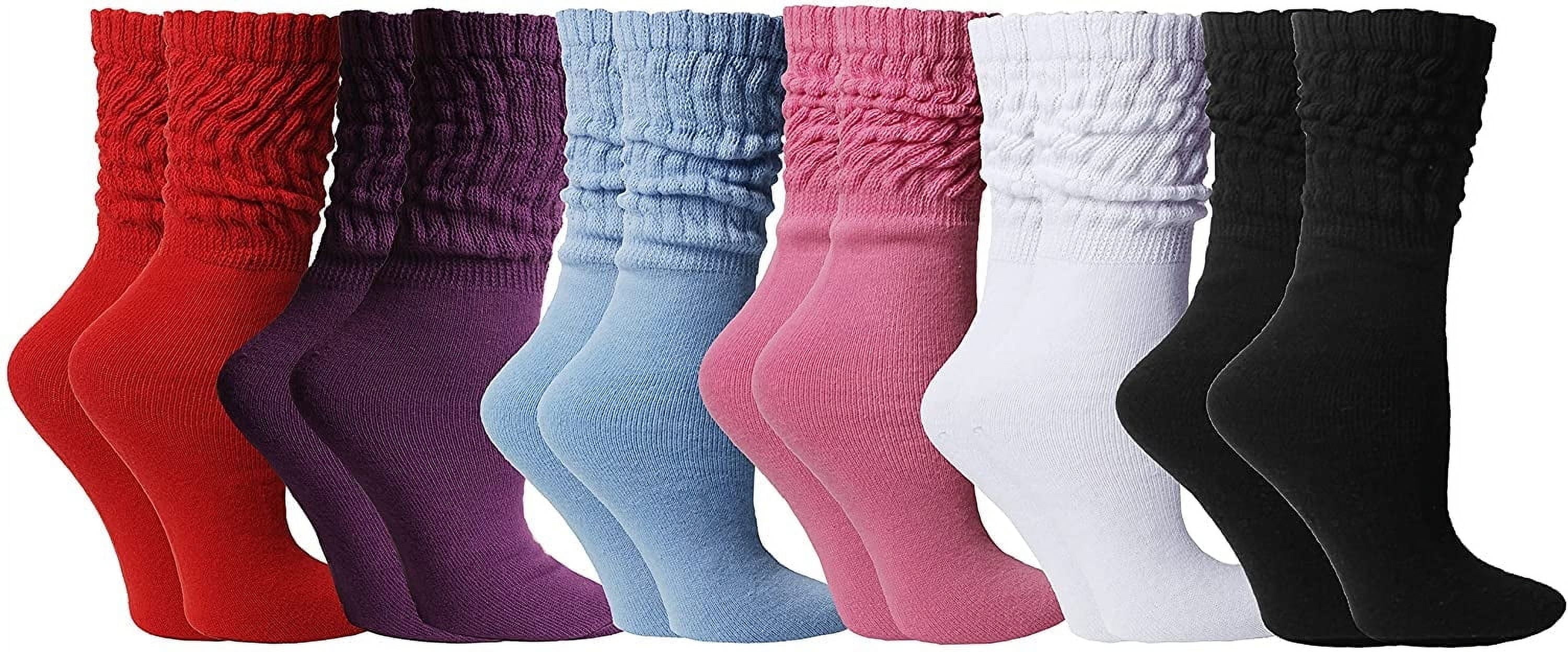 SOCKS'NBULK 6 Pairs Women's Scrunched Slouch Socks, Cotton Boot Socks ...