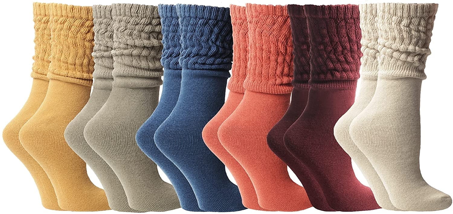 SOCKS'NBULK Soft Crew 6 Pairs Womens Cozy Casual Scrunched Slouch ...
