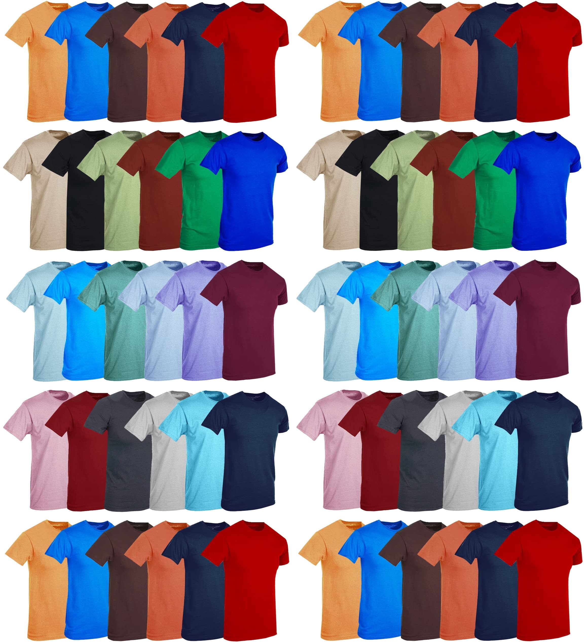 SOCKS'NBULK 60 Pack Men's Cotton Crew Neck Regular T-Shirts Bulk Short ...