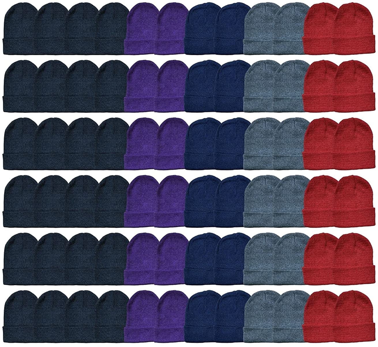 SOCKS'NBULK Wholesale Beanies Bulk Thermal Winter Solid Hat (60 Packs ...