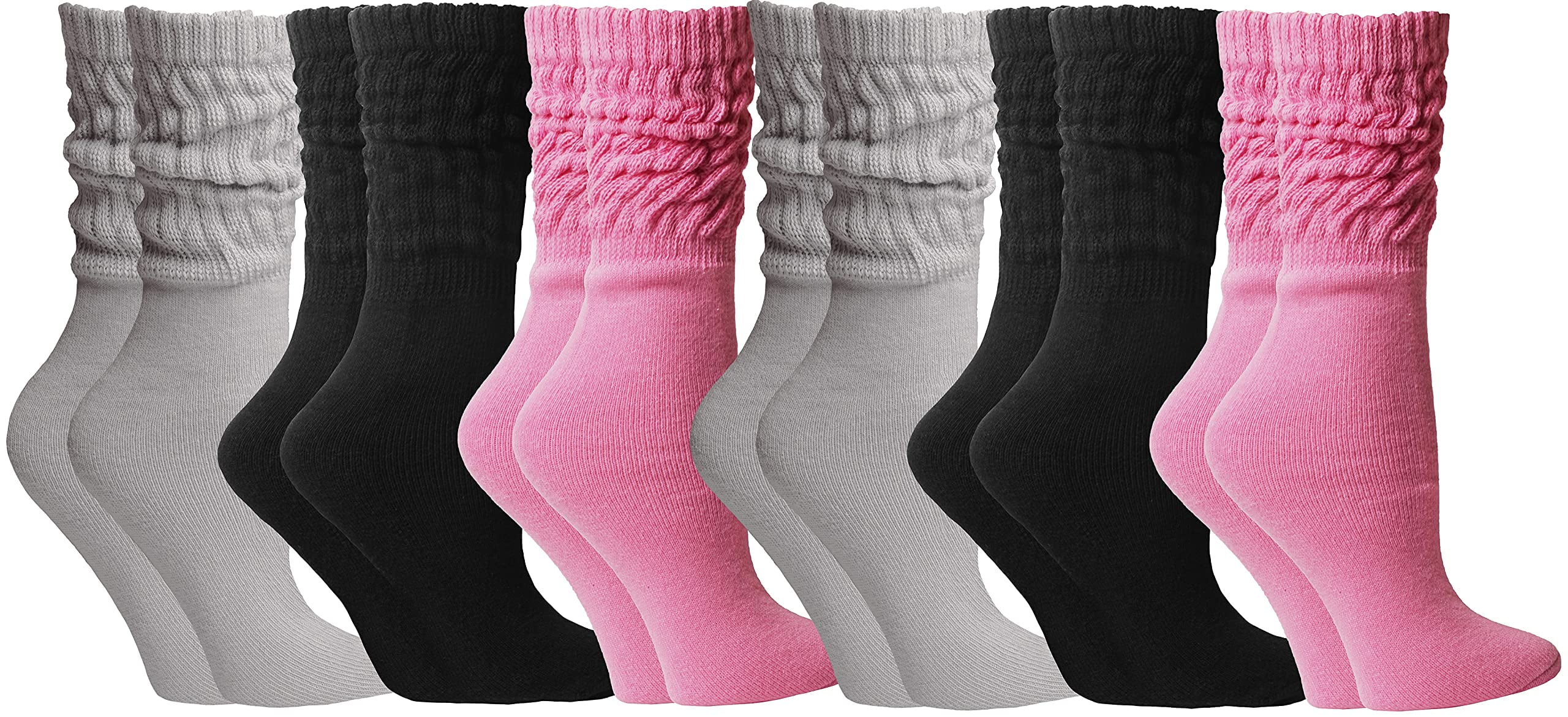 SOCKS'NBULK Womens Cotton Crew Slouch Socks, Multipack Knee High Boot ...