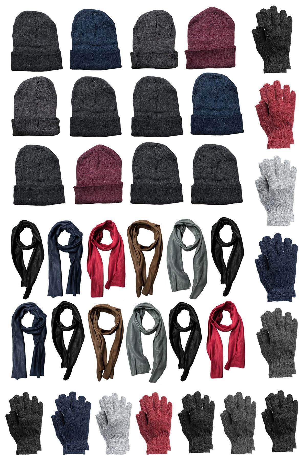 SOCKSN'BULK Winter Set - Hats Gloves Scarves, For Men & Women, Bulk ...
