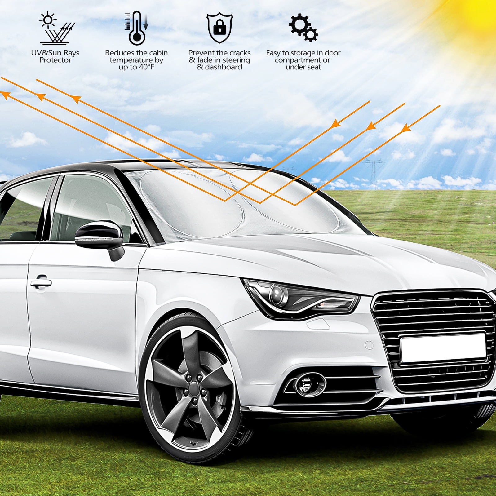 SOCOOL Sun Visor For Car Windshield, Sunshade Window Visor Reflector ...