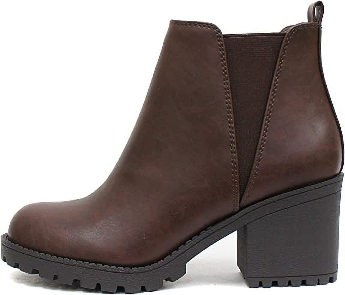 SODA ORIGAMI ~ WOMEN LUG SOLE MID HEEL FASHION ANKLE BOOTIE W/DOUBLE ...