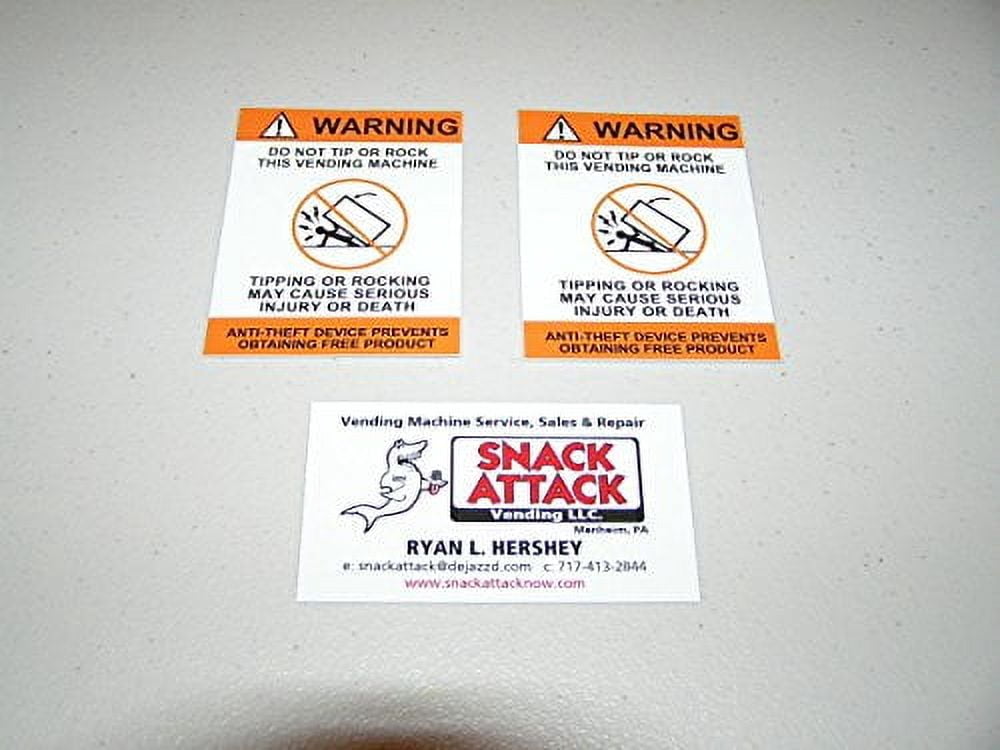 SODA VENDING MACHINE (2)Decals "WARNING Do Not Tip or Rock This Vending ...