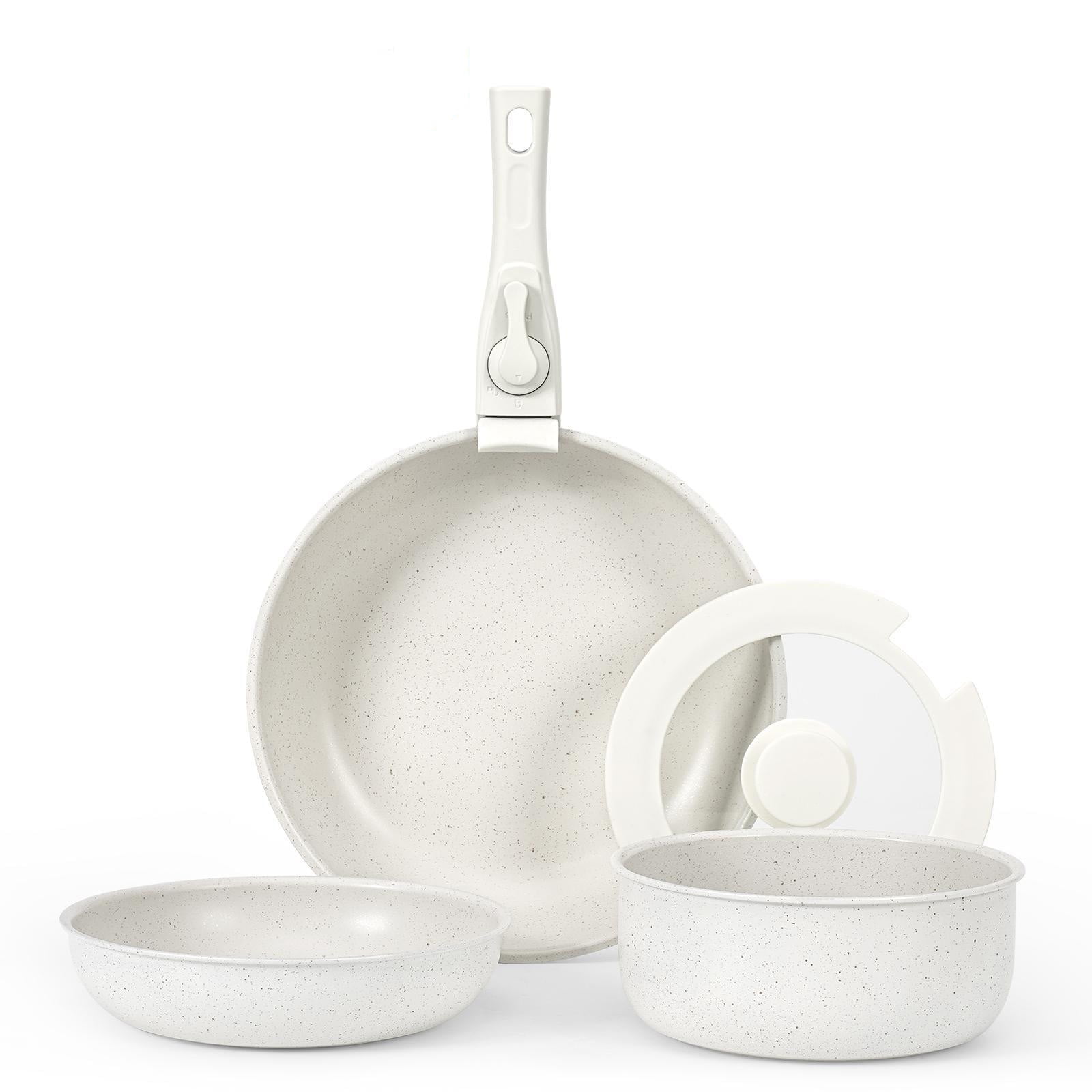 Soday 5 Pcs Non-Stick Cookware Set, Granite Pots and Pans, Detachable ...