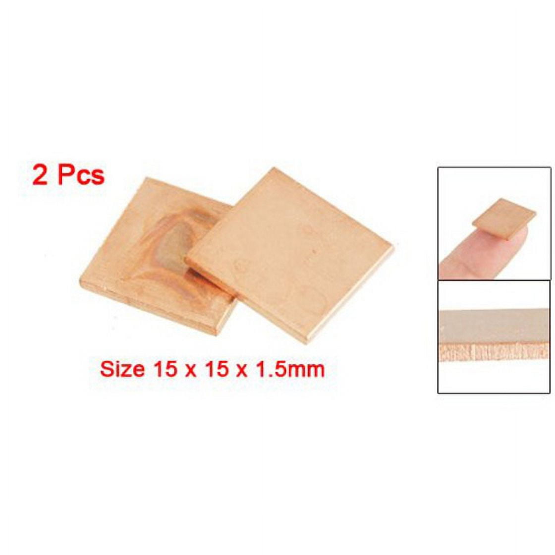 SODIAL(R) 2 Pcs 15mm x 15mm x 1.5mm Heatsink Thermal Copper Pad for ...