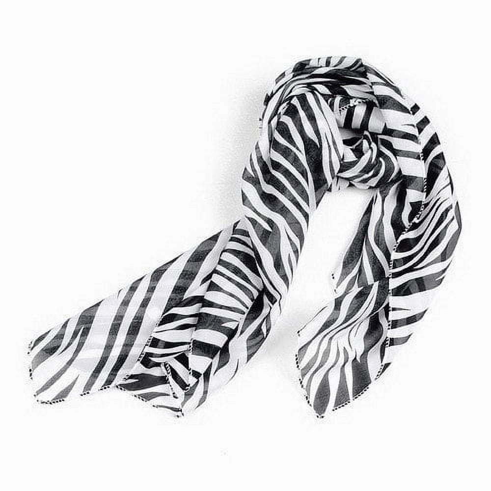 Black White Chiffon Strips Striped Women Shawl Scarves Wrap Pashmina ...