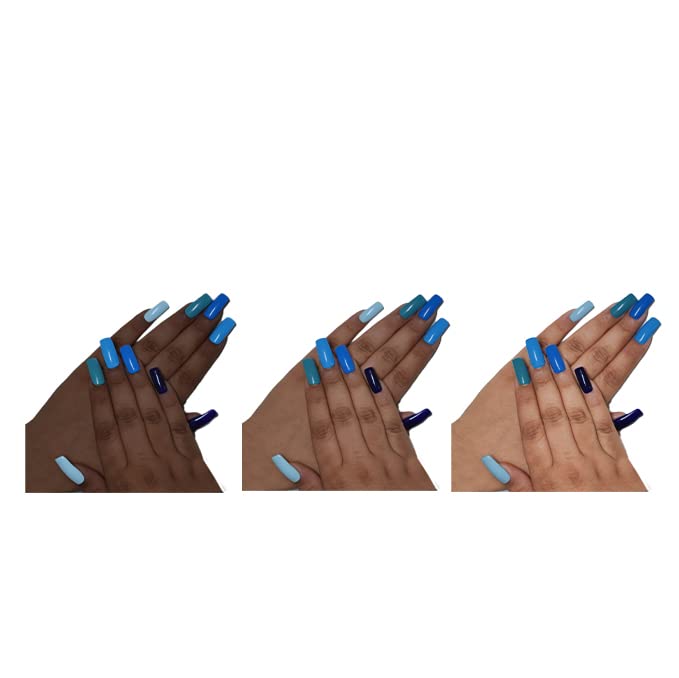 SOEZI Womens Boom boom blue Reusable SOEZI Press On Nails Artificial ...