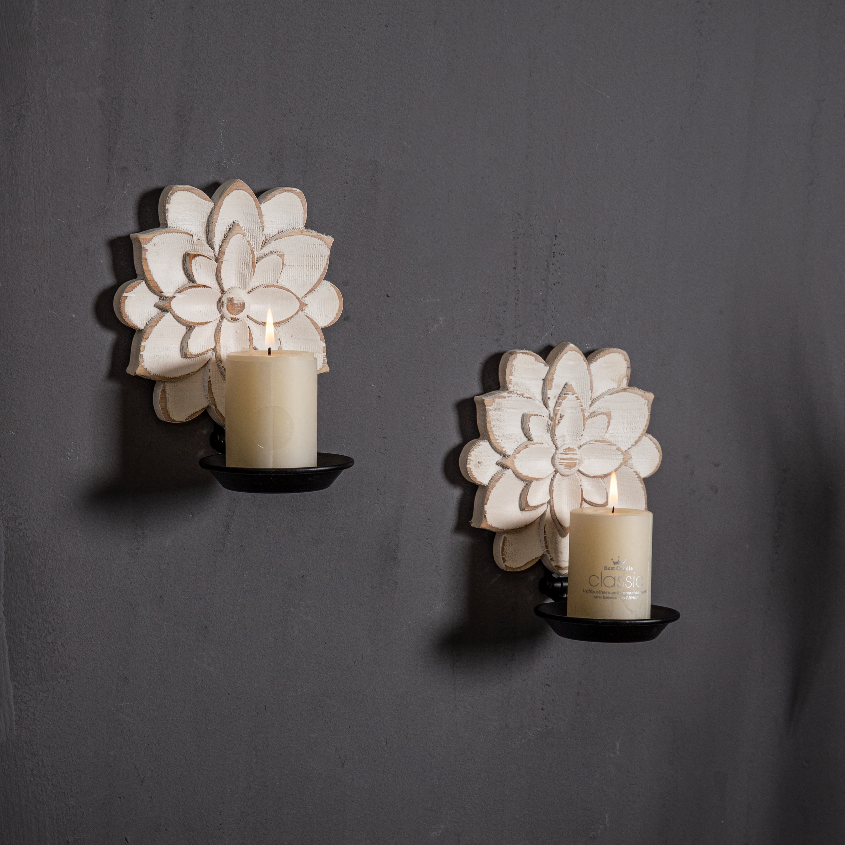 SOFE Candle Wall Sconces Set of Two Farmhouse, Handcarved Wall Candle ...