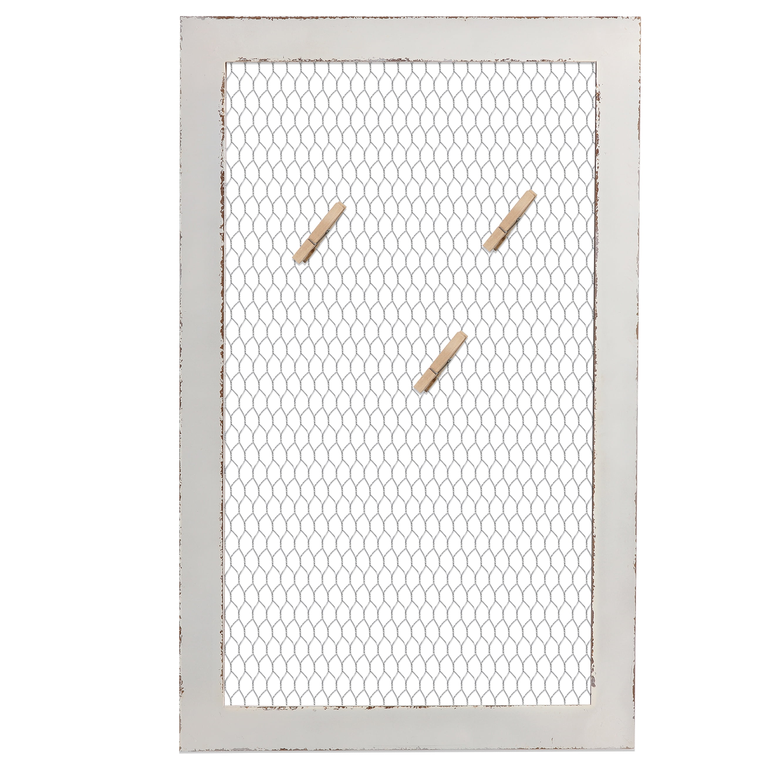 SOFE Chicken Wire White Framed Bulletin Boards for Walls, Wooden Grid ...