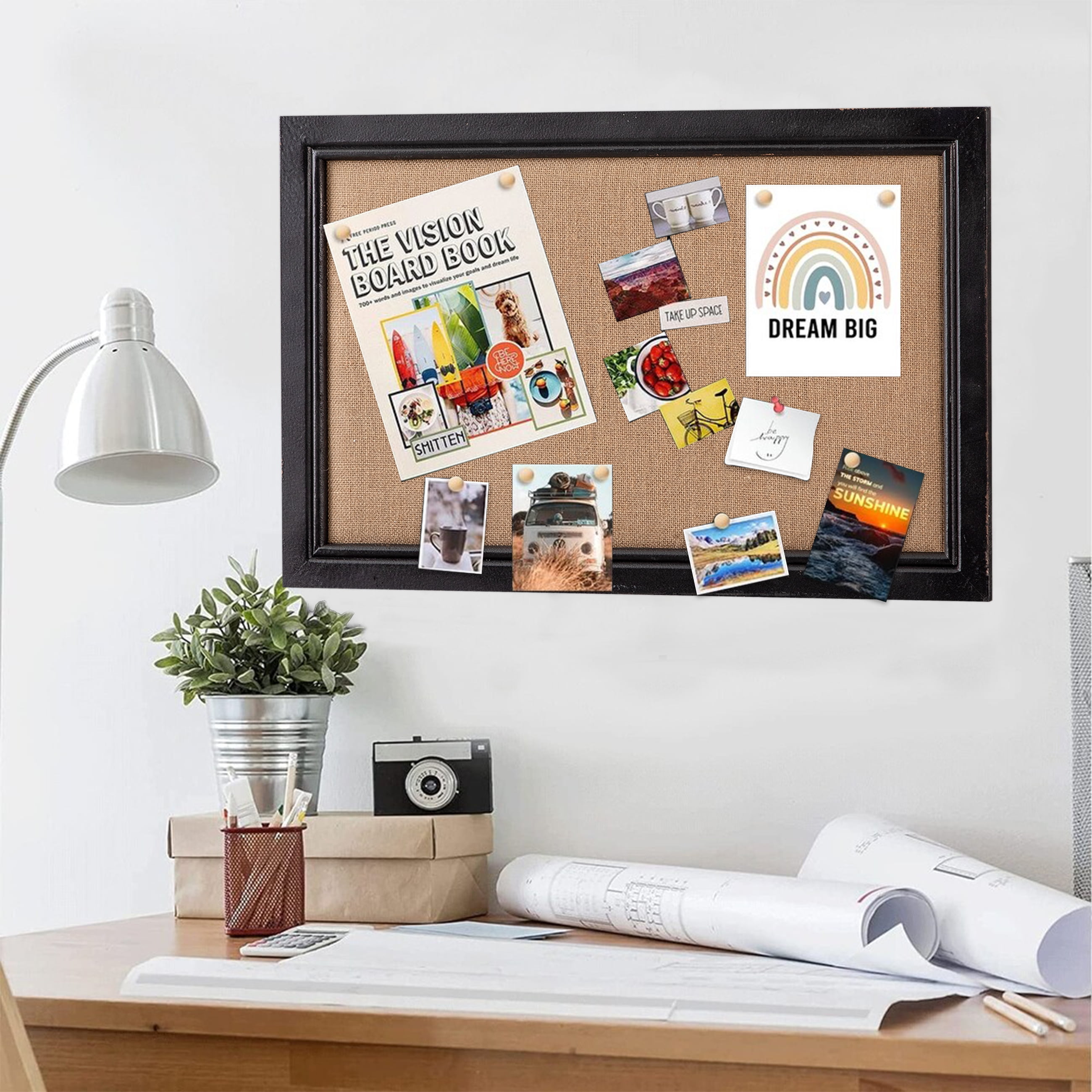 SOFE Cork Board Bulletin Boards for Walls with Linen 18" x 28 ...