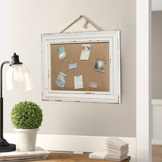 SOFE White Linen Bulletin Board 16"x12" - Rustic Farmhouse Pin Board ...