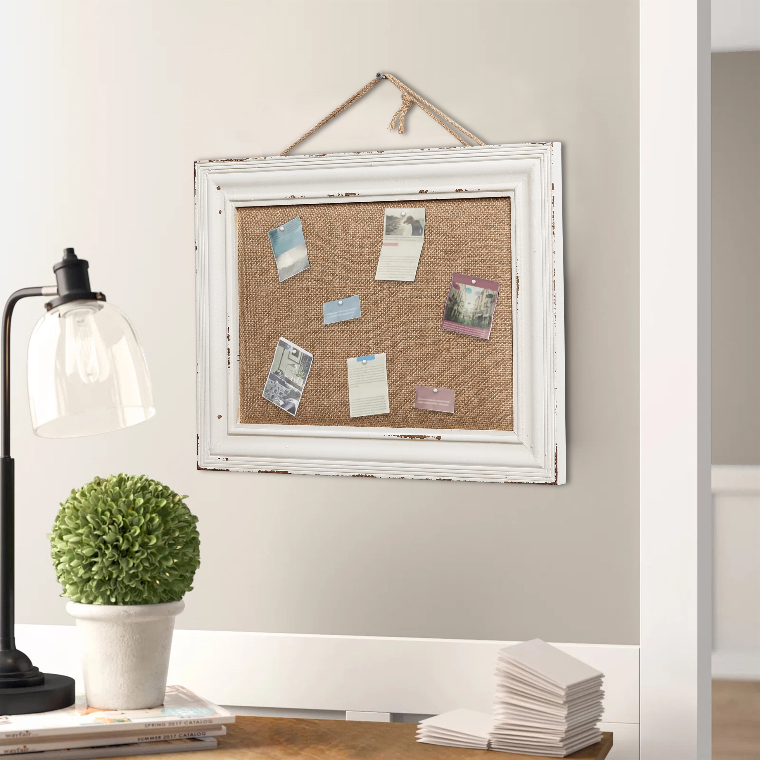 SOFE Cute Linen Small Bulletin Board, 15.7"×12" White Decorative Cork ...