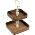 SOFE Famehouse 2 Tier Tray Decor, Rustic Wooden Two Tirerd Tray Stand ...