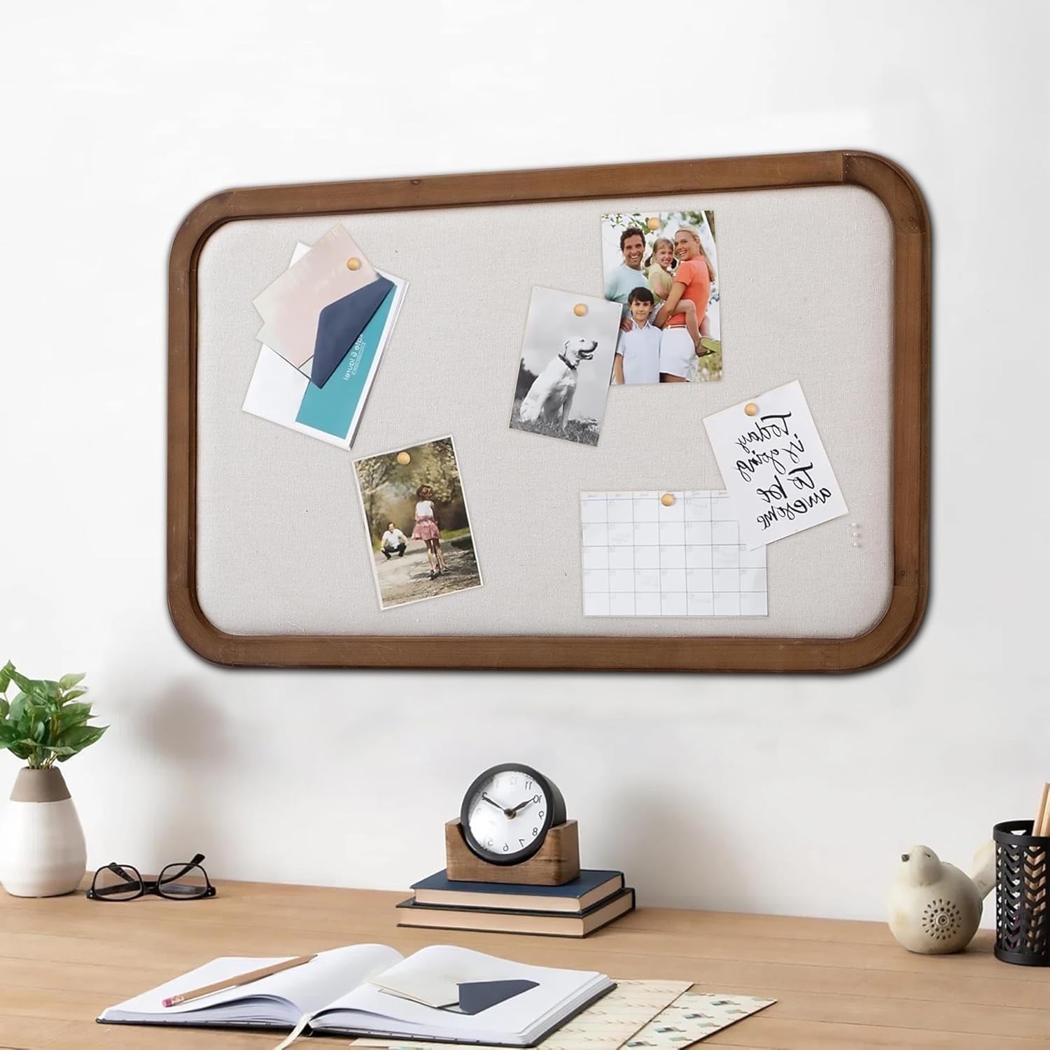 SOFE Bulletin Board 30"x18", Farmhouse Rustic Wood Framed Pin Board ...