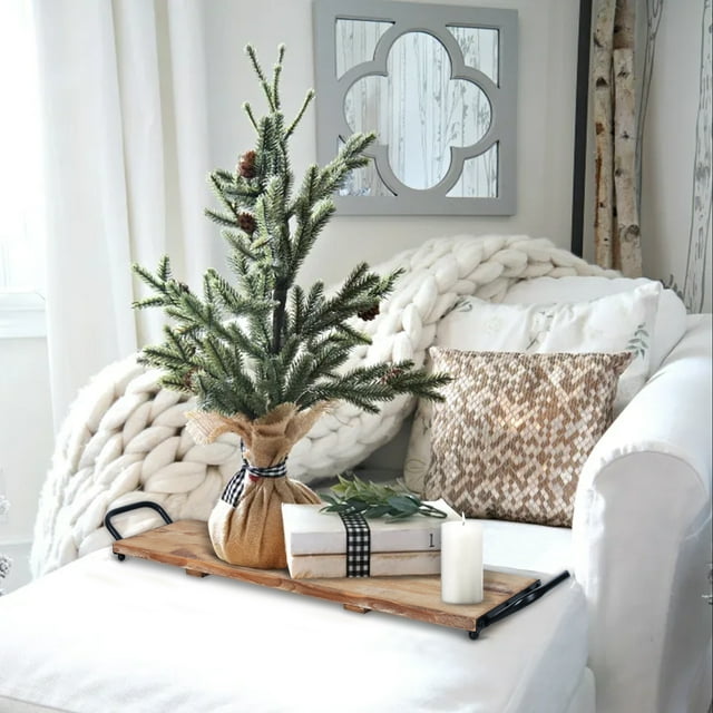 SOFE Long Narrow Tray for Table Centerpiece - Farmhouse Wood Serving ...