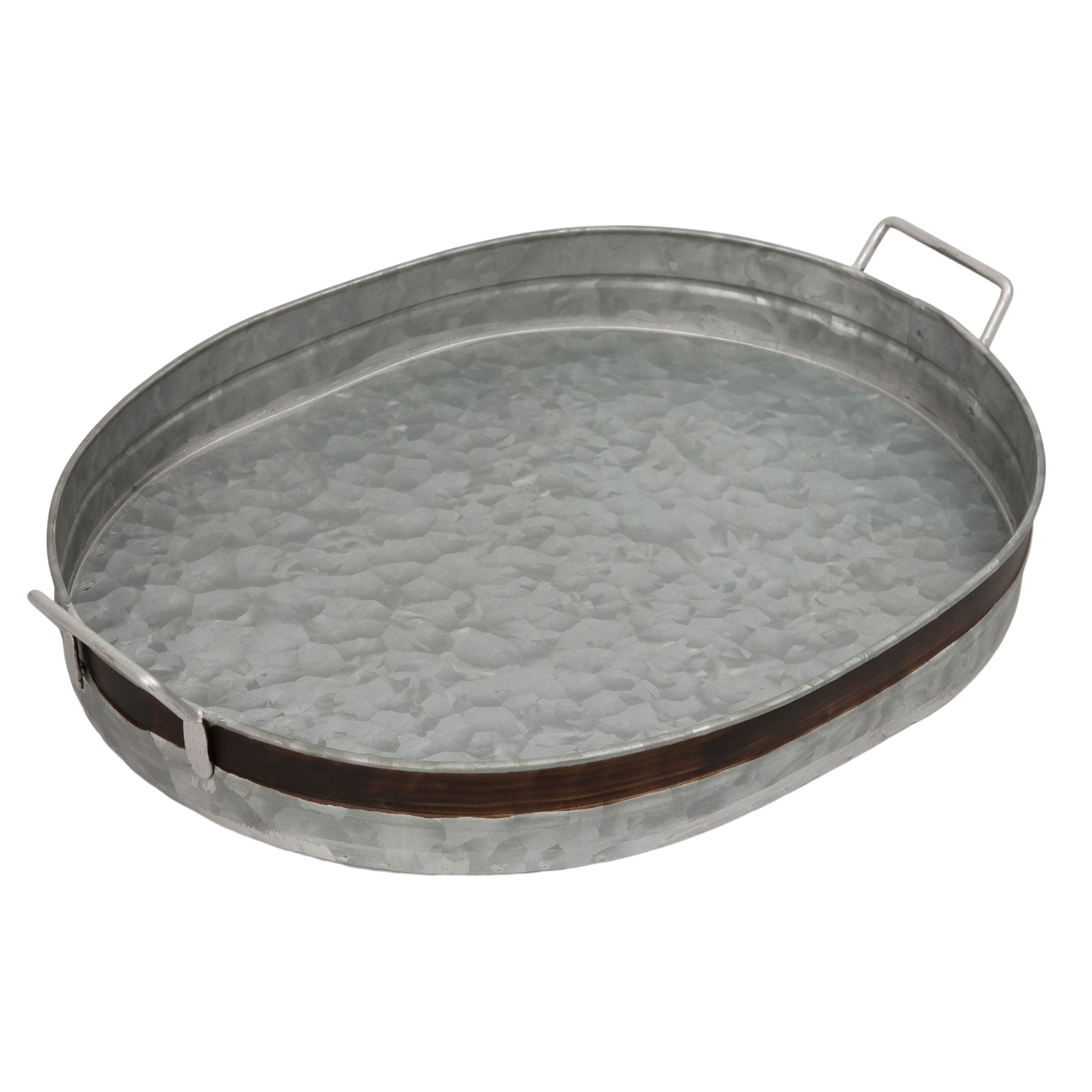 SOFE 16" Oval Galvanized Metal Tray, Farmhouse Decor Centerpiece with ...