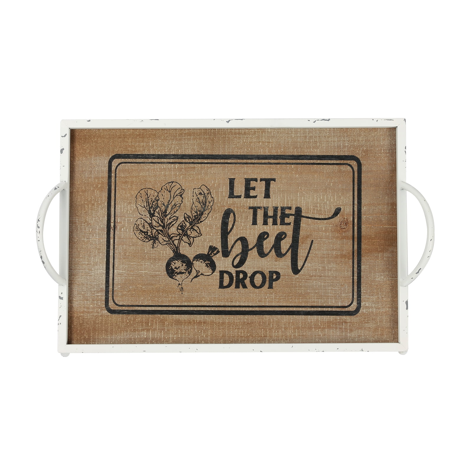 SOFE Rustic White Metal Serving Tray for Coffee Table 16", Farmhouse ...