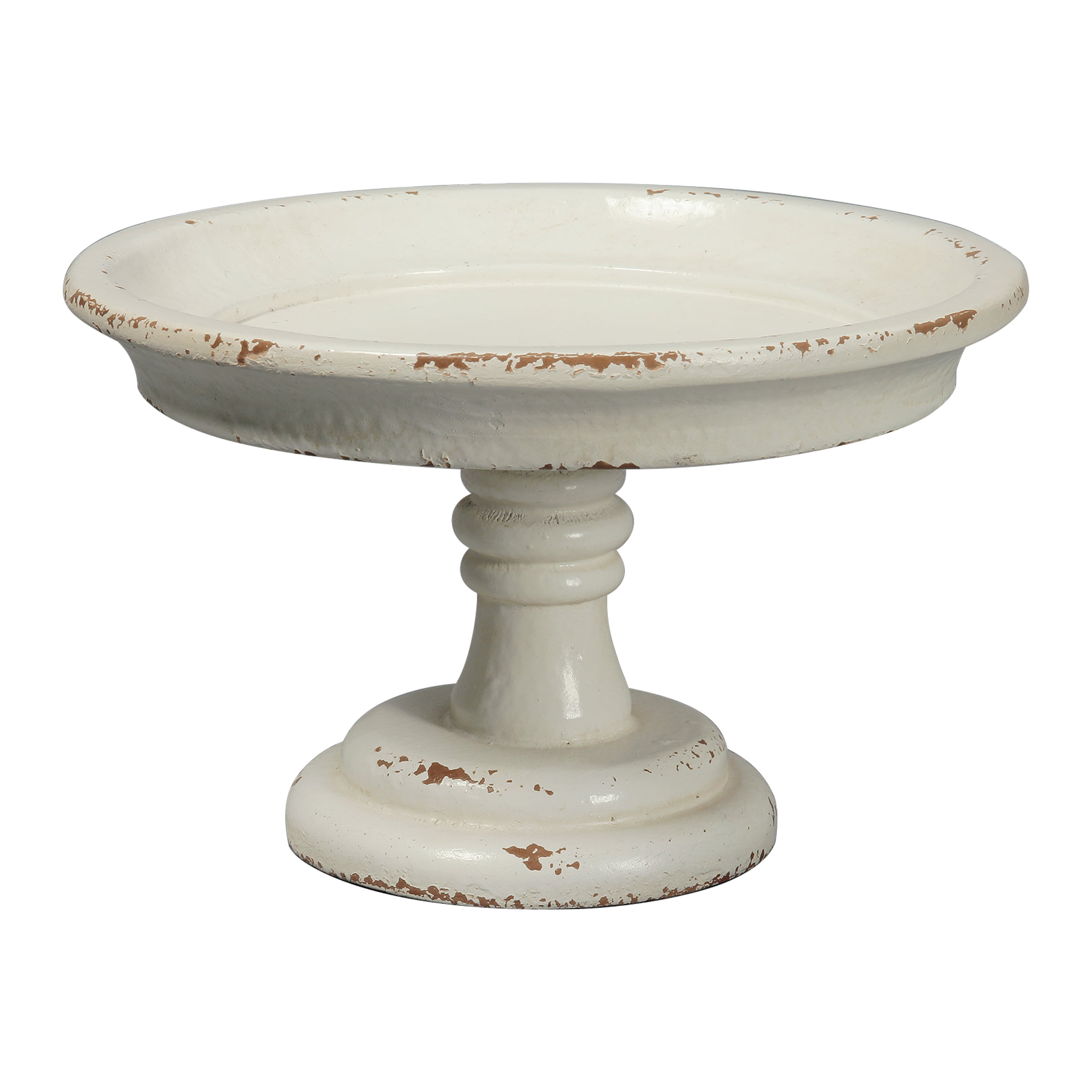 SOFE Rustic White Wood Pedestal Tray Stand for Table Decoration, Round ...