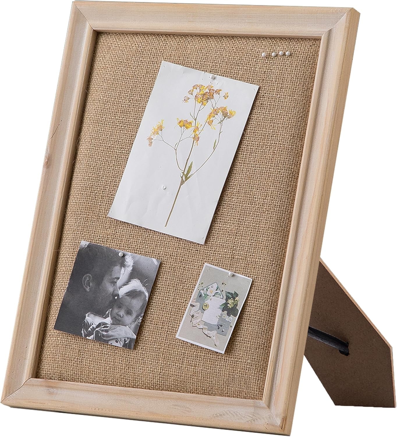 SOFE Small Linen Desk Bulletin Board, 12"×16" Decorative Pin Board Wood ...