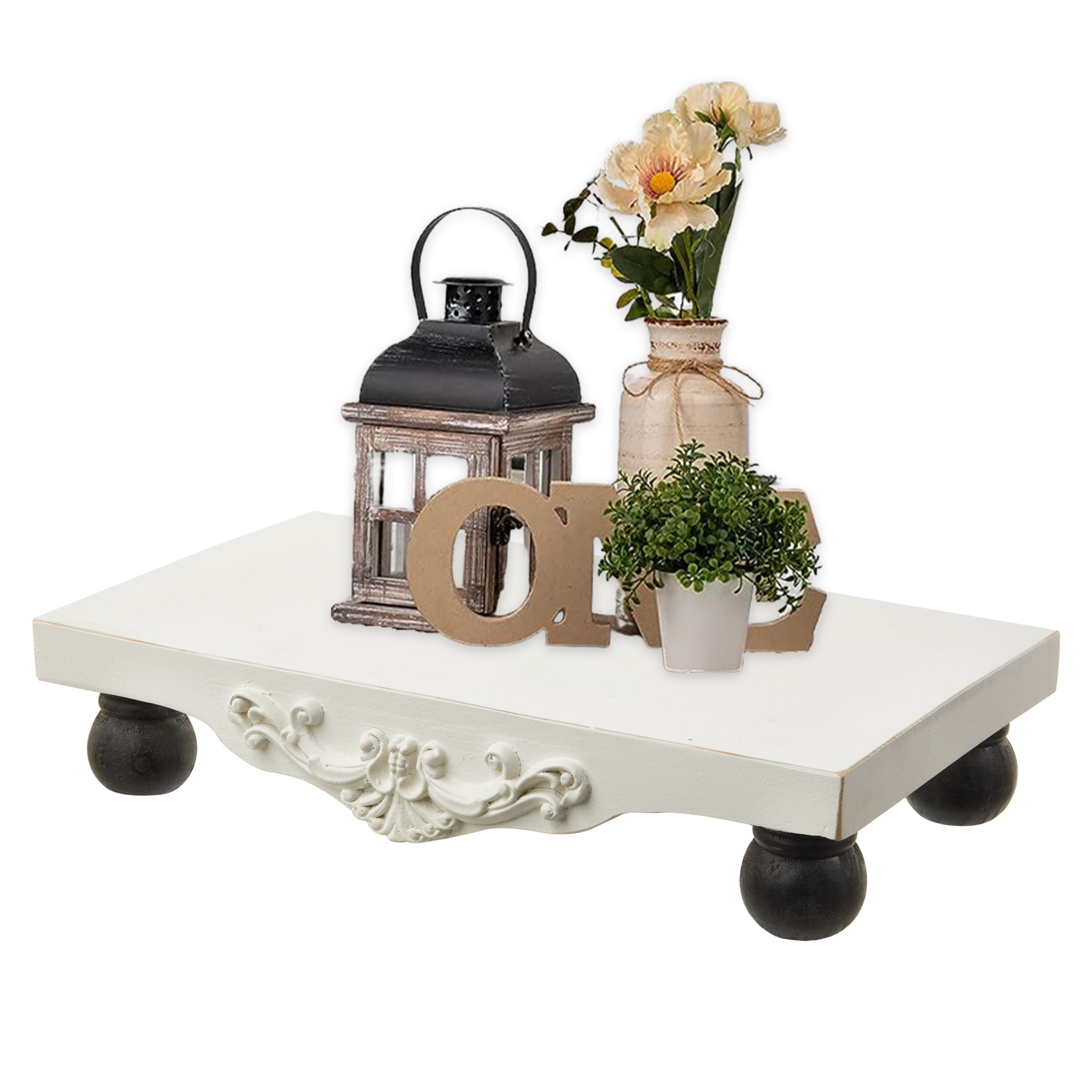 SOFE Wood Risers for Display Decorative, White Pedestal Stand Footed ...