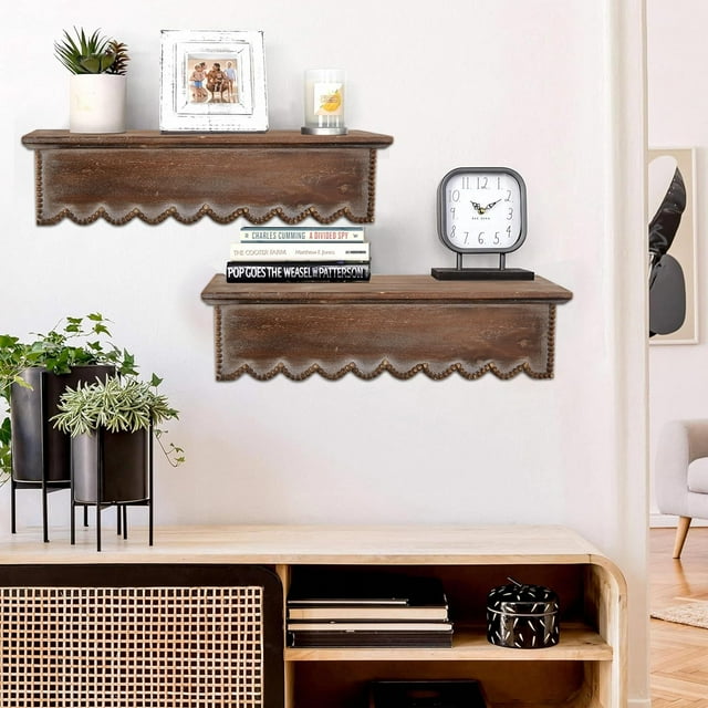 SOFE Wood Scalloped Decorative Wall Shelf, Bedroom Bathroom Kitchen ...