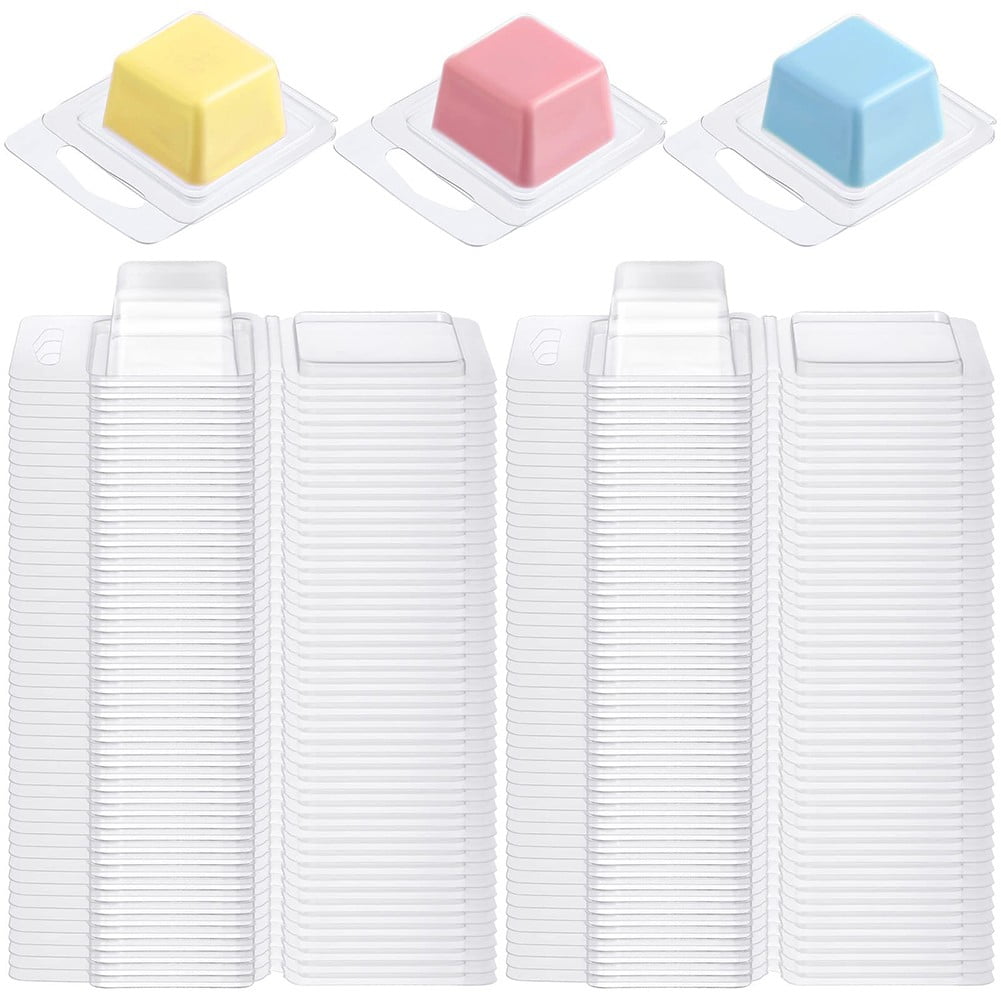 SOFEIYA 100pc Square Round Clamshells Plastic Wax Melt Mould for ...