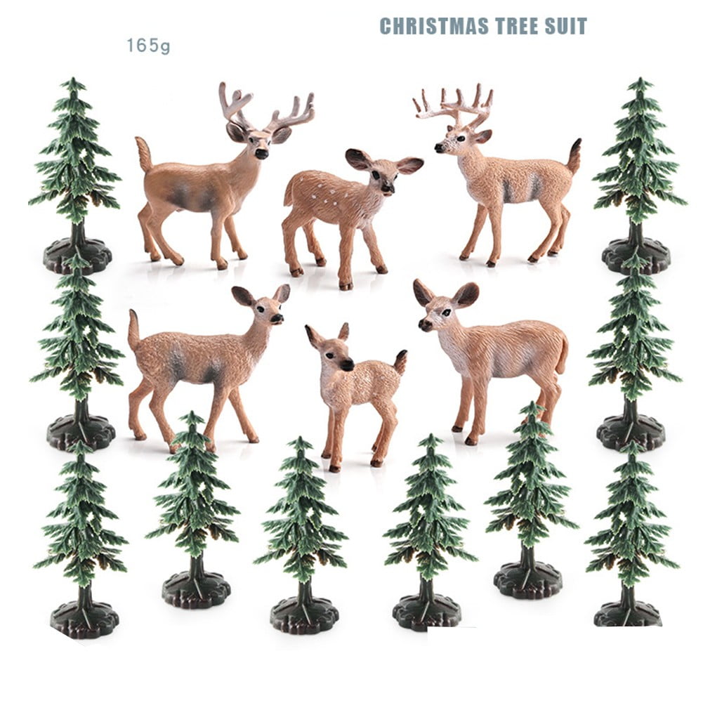 SOFEIYA 16Pcs Animals Figures Model Trees Deer Forest Animals ...