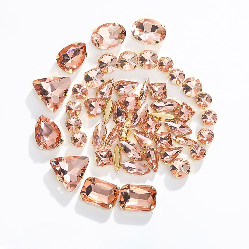 SOFEIYA 50pcs Shape Random Mix Gold Claw Setting Rhinestone for Wedding ...