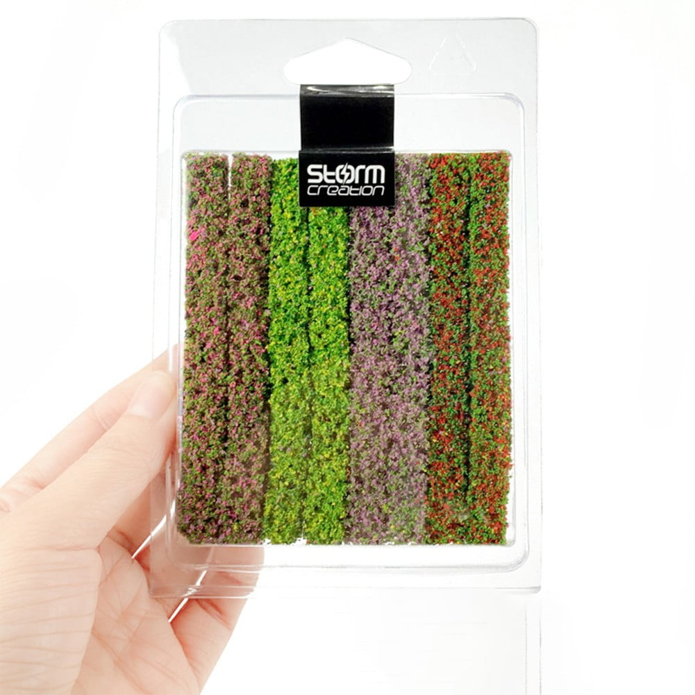 SOFEIYA 8Pcs Mix Flower Bush Hedge Strips Model Scenery Dioramas Decor ...