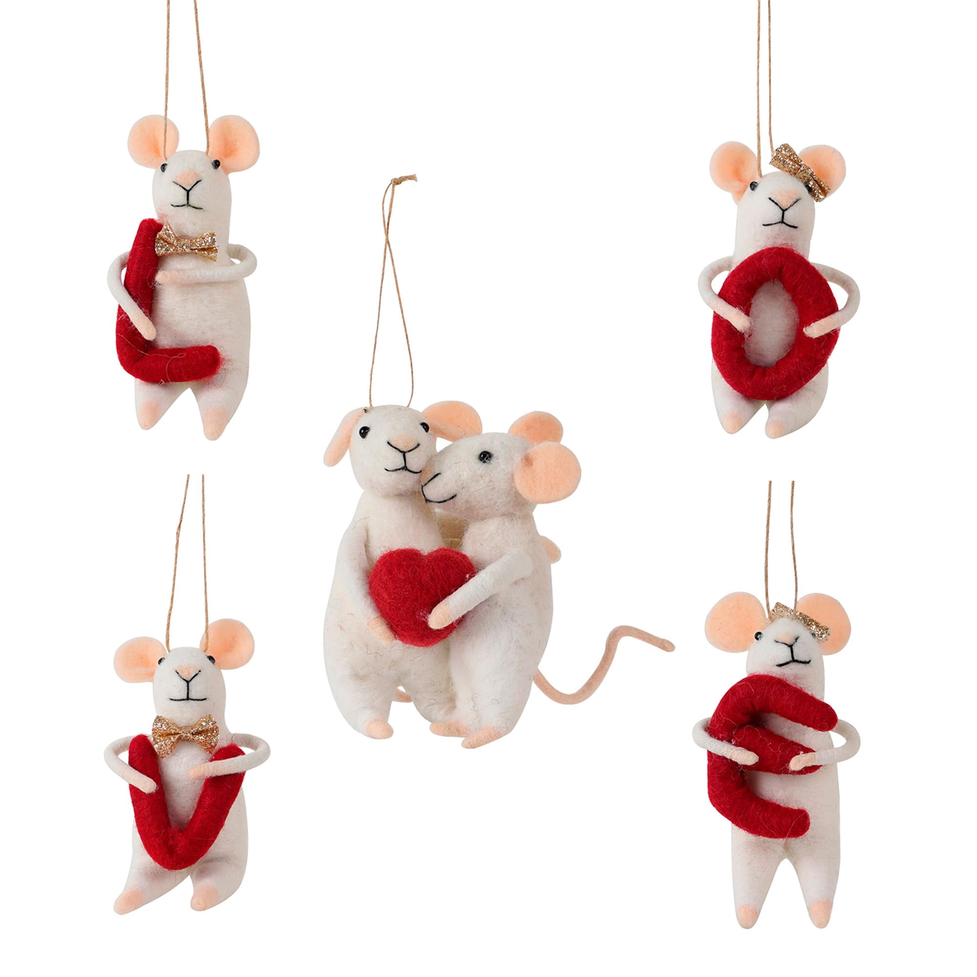 SOFFEE DESIGN Set of 5 Felt Mice Souvenirs Gifts for Wedding, White ...