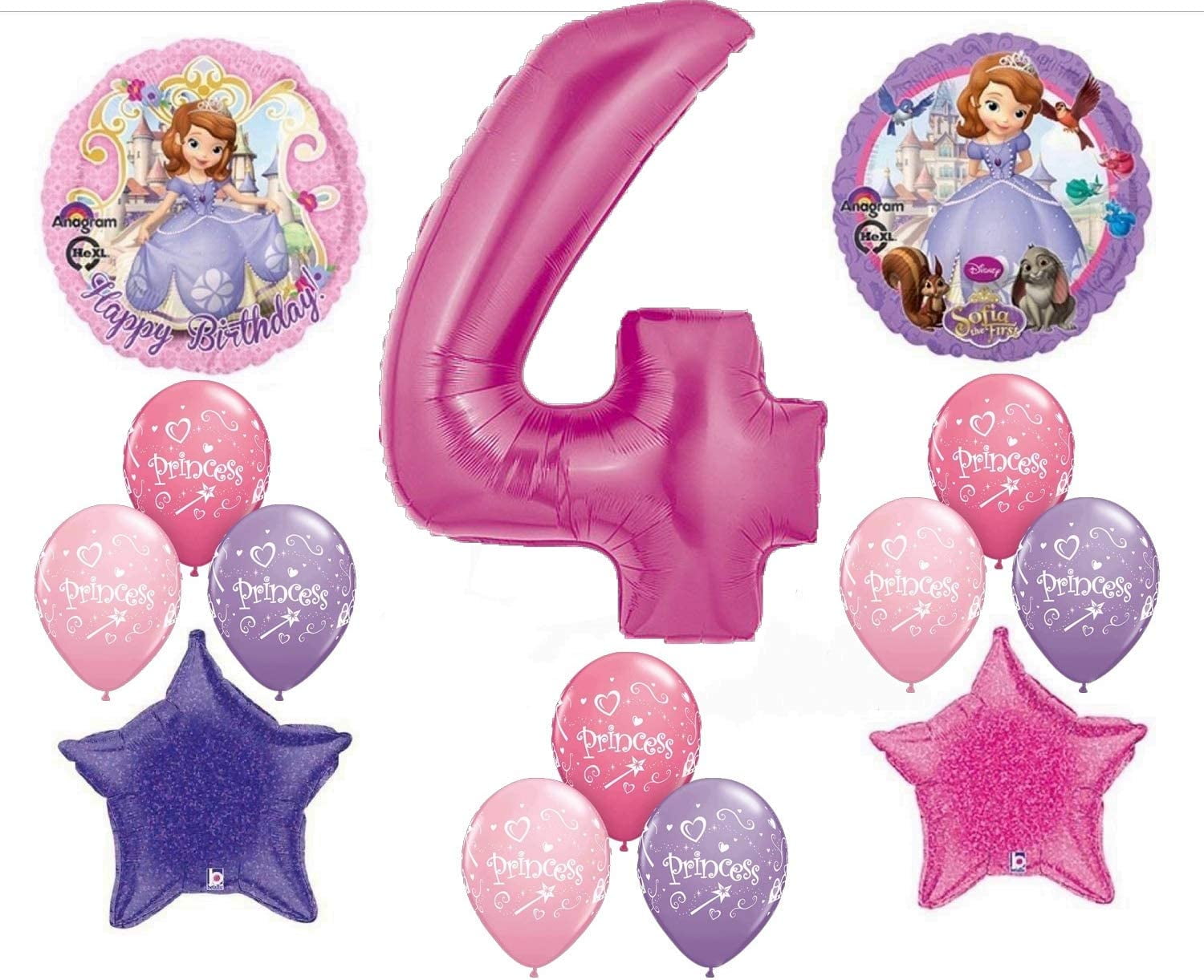 SOFIA THE FIRST Party Supplies FOURTH 4th Happy Birthday PARTY Balloons ...