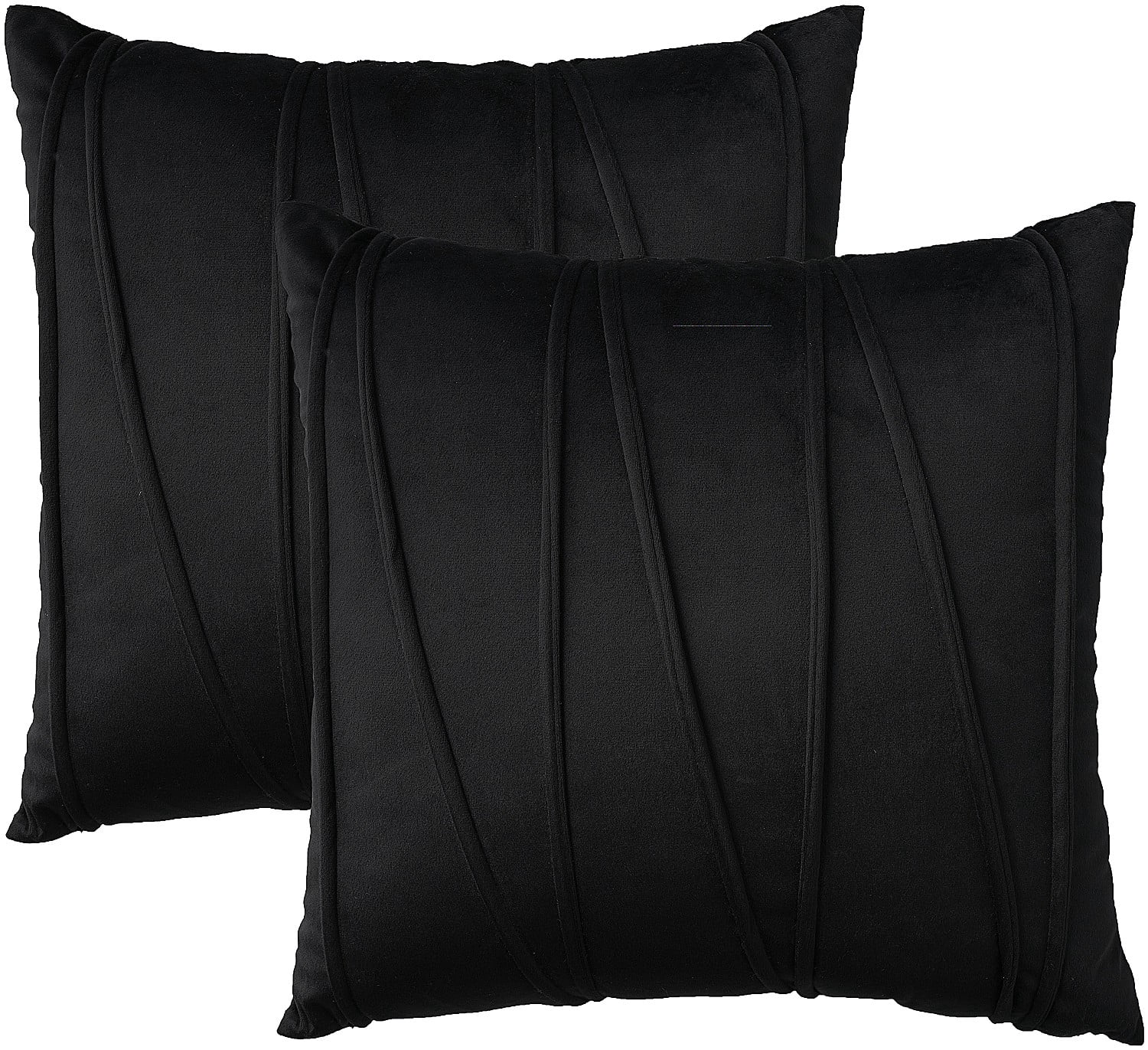 SOFIA Textured Velvet Decorative Pillows, 18" x 18", Set of 2, Black Indoor Throw Pillow ...